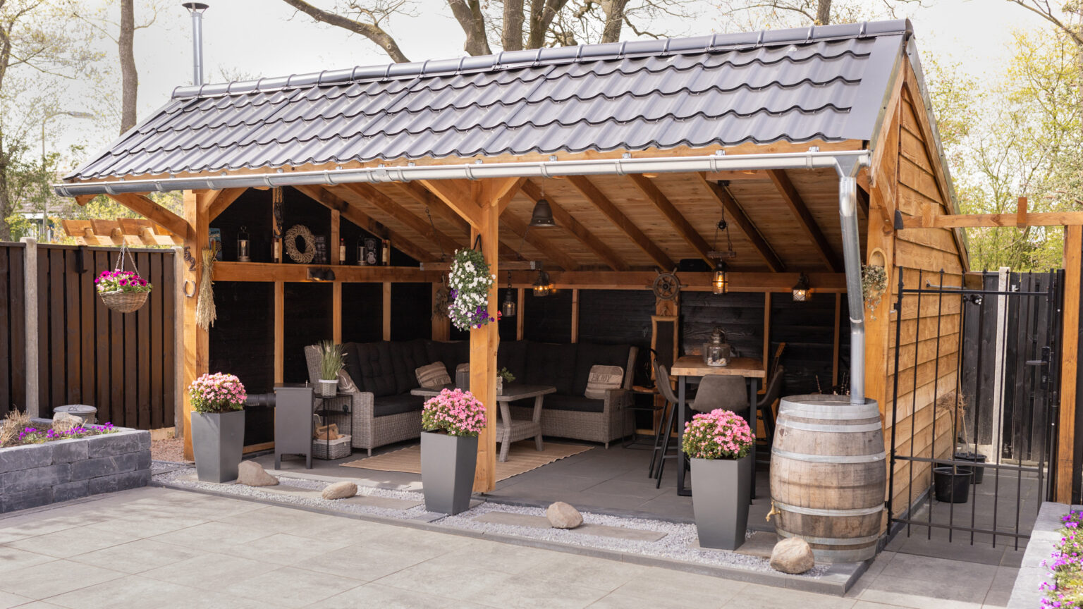 Moderne L-vorm overkapping 780x400cm + 820x400cm 'type Mart’